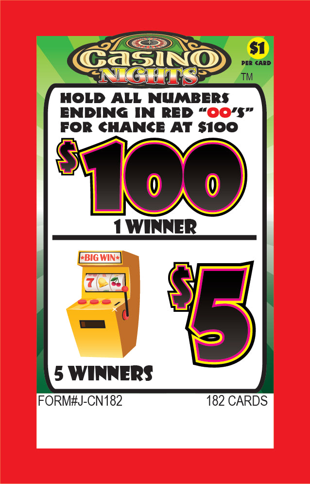 CASINO NIGHTS PULL TAB 182 TICKETS – HornerNovelty