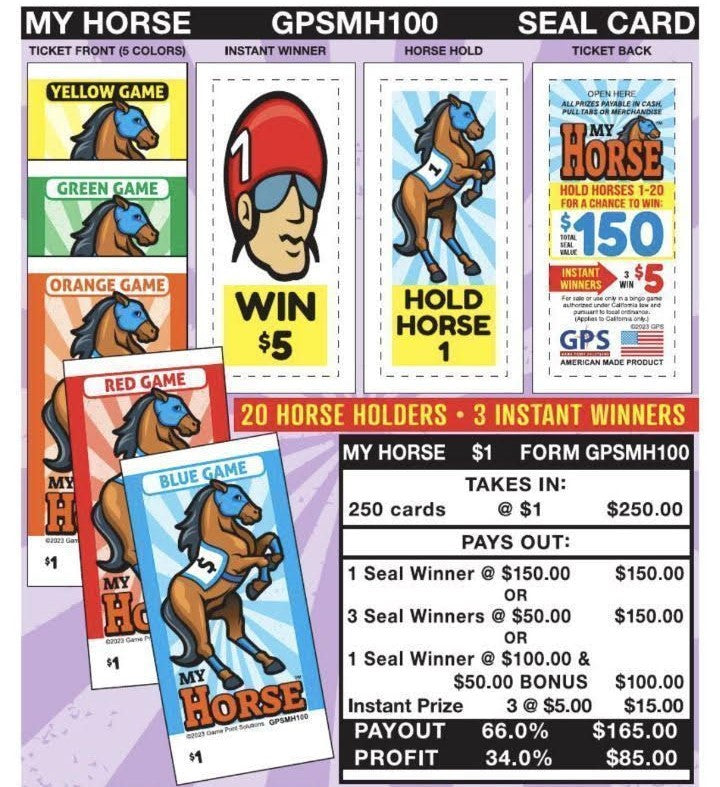 MY HORSE PULL TAB 250 TICKETS – HornerNovelty