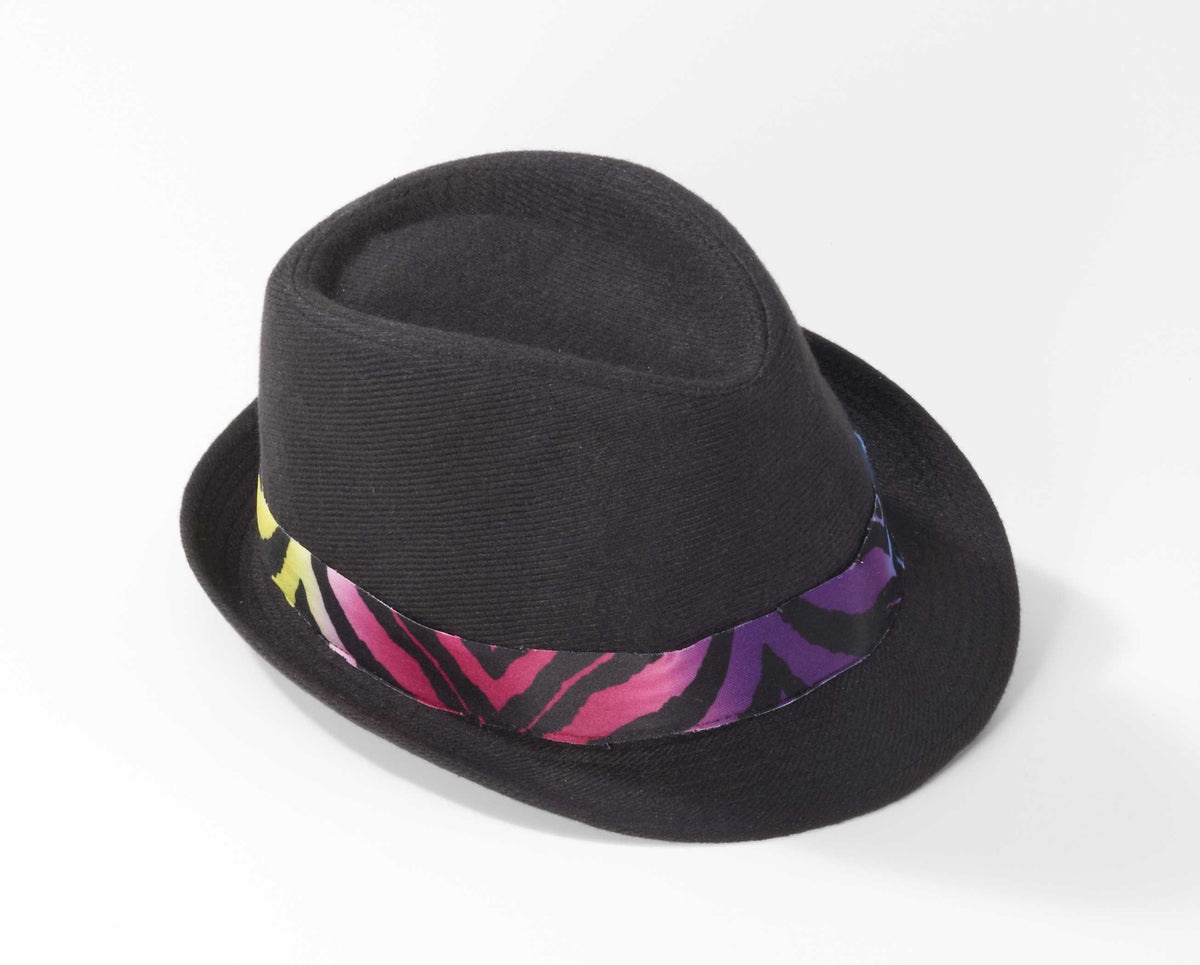 Black Fedora w/ Rainbow Zebra Band – HornerNovelty